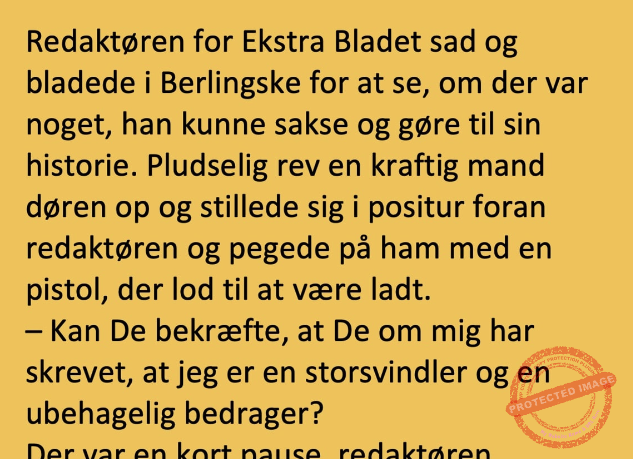 Ekstra Bladets redaktør sad og bladede i Berlingske da en kraftig mand ...